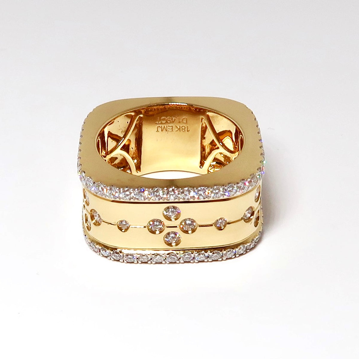 18k Yellow Gold Square Design Wide Ring with Diamonds – Cooke ...