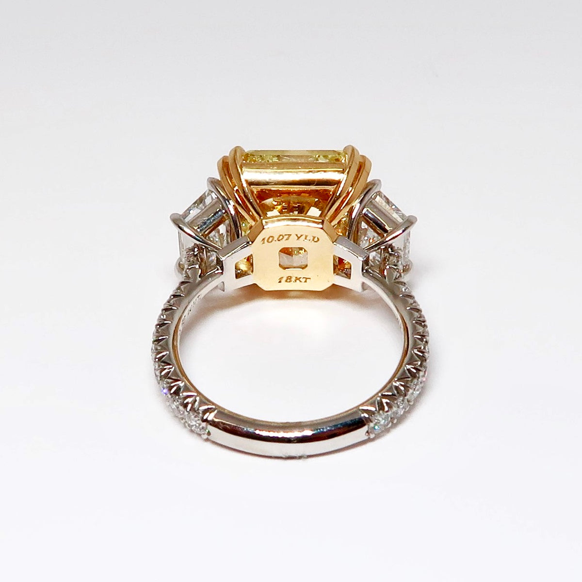 Three Stone Yellow Diamond Ring, 1 Radiant Cut Yellow Diamond – Cooke ...