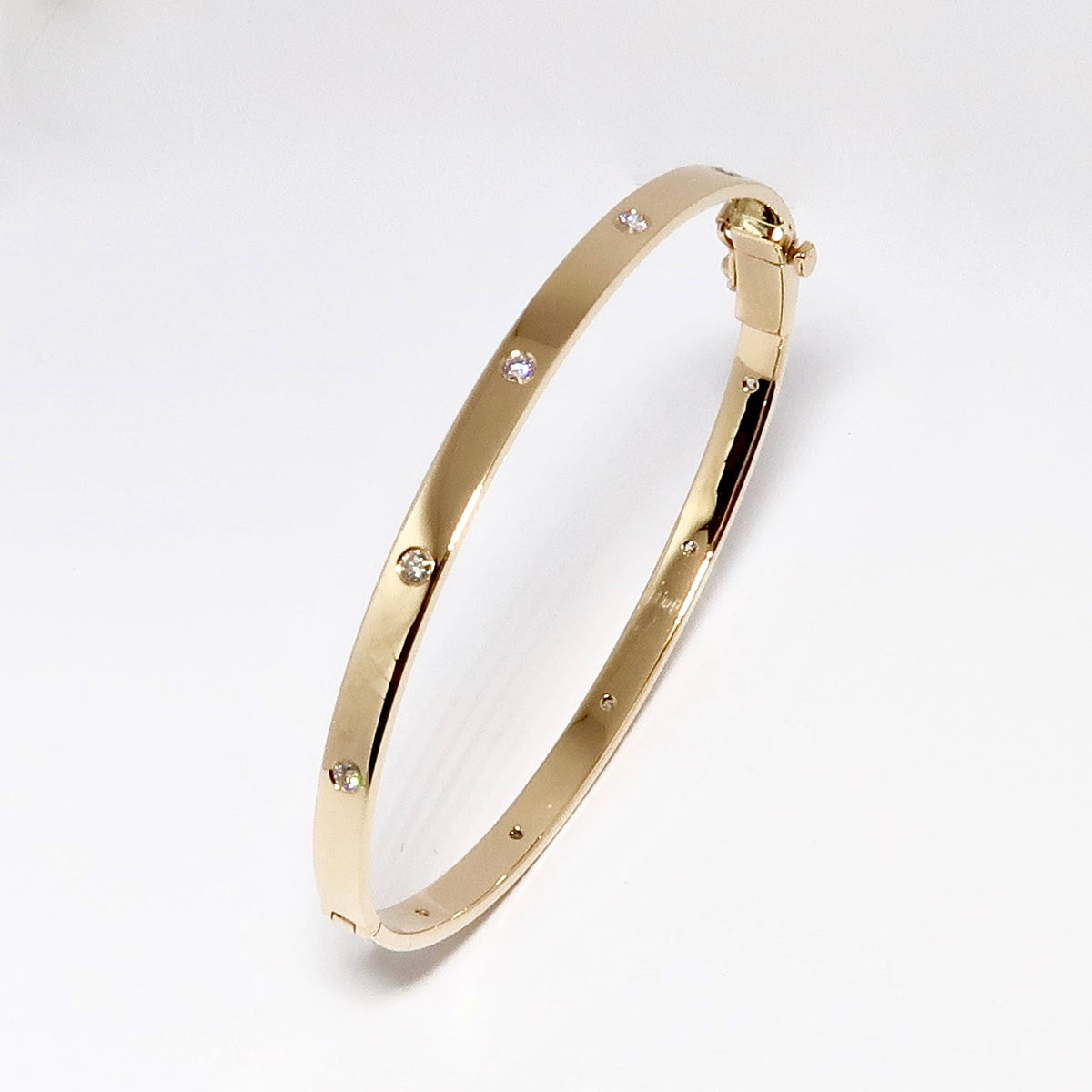14k Yellow Gold Bangle with Diamonds – Cooke & Berlinger Fine Jewelry